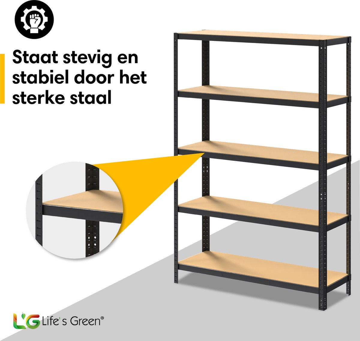 Life’s Green Stelling 120 cm - Stellingkast - Opbergrek - Metaal ...