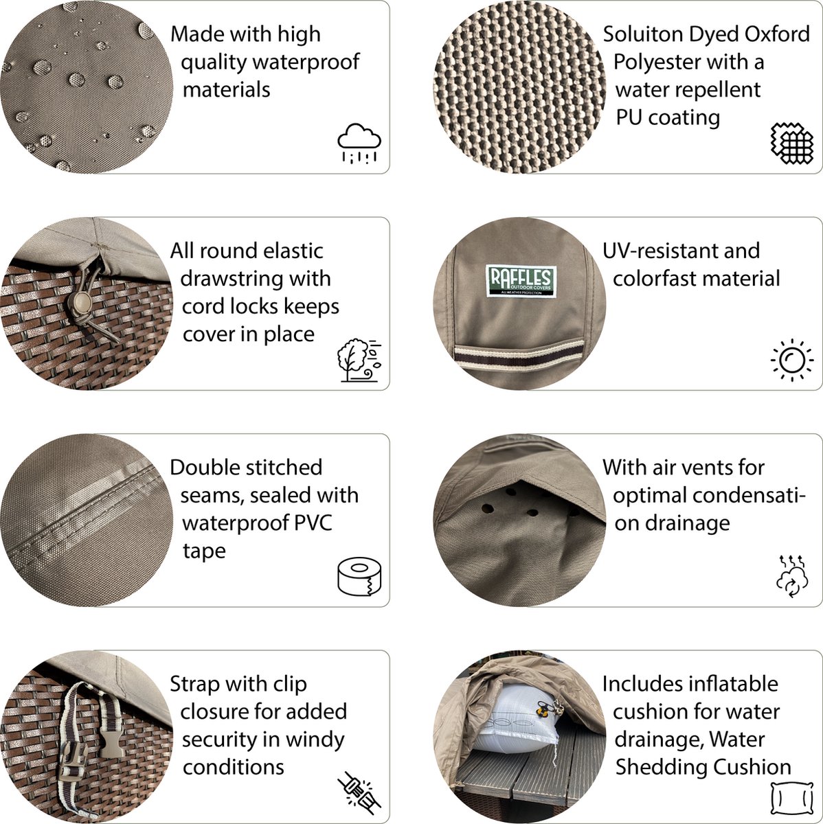 Raffles Covers Loungebank hoes - 175 x 100 x 85 cm - RLB175shaped ...
