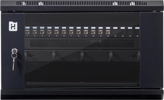 Hirschmann Multimedia 19 Inch 6U patchkast met glazen deur 600x450x370 ...