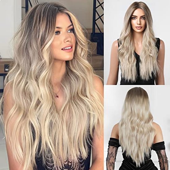 Pruiken Dames - Lang Haar - Pruik Blond - 75cm | bol