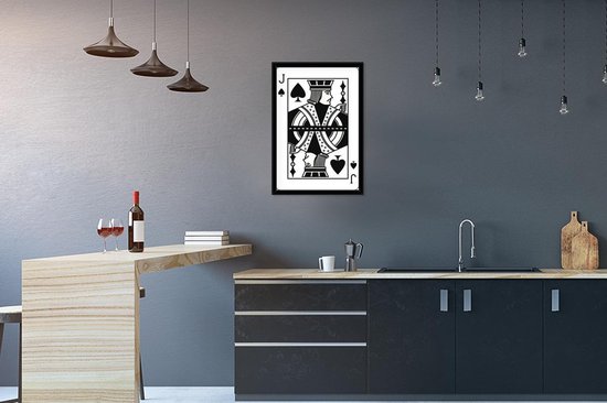 Fotolijst incl. Poster - tekening van een schoppen boer speelkaart ...