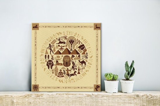 Canvas Schilderij Symbolische tekening van Egypte - 20x20 cm ...