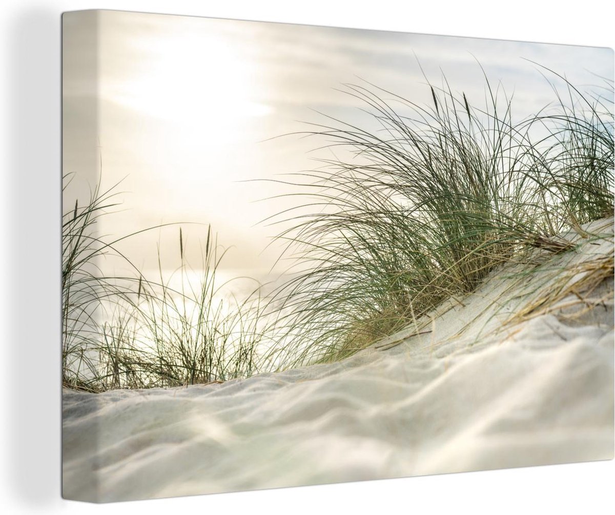 Canvas Schilderij Duinen met helmgras onder de zon van het Duitse nationaal Park... | bol.com