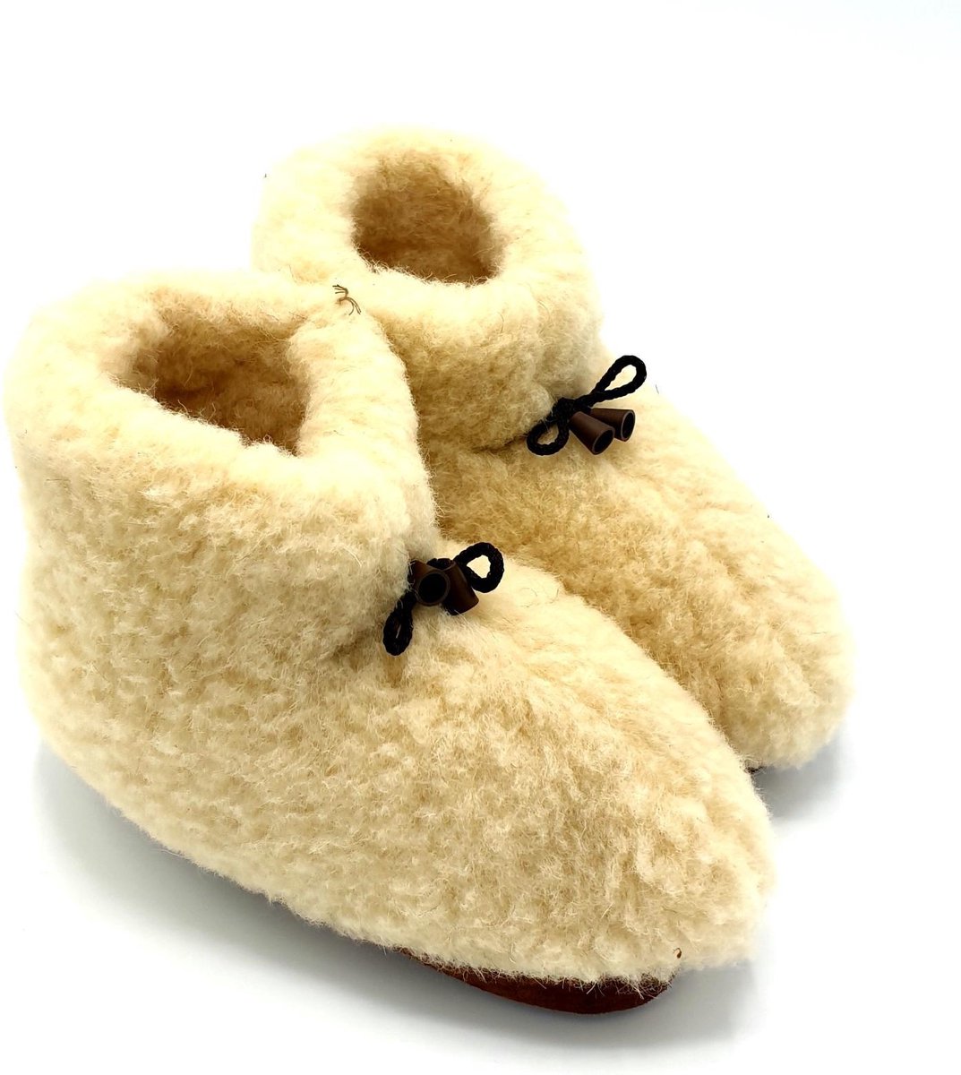 wollen sloffen 100% wol pantoffels -wit met strikje- maat 42 | bol.com