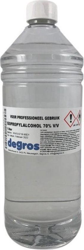 Isopropyl Alcohol 70 procent 1ltr Degros - Vloeistof - Desinfecterend ...