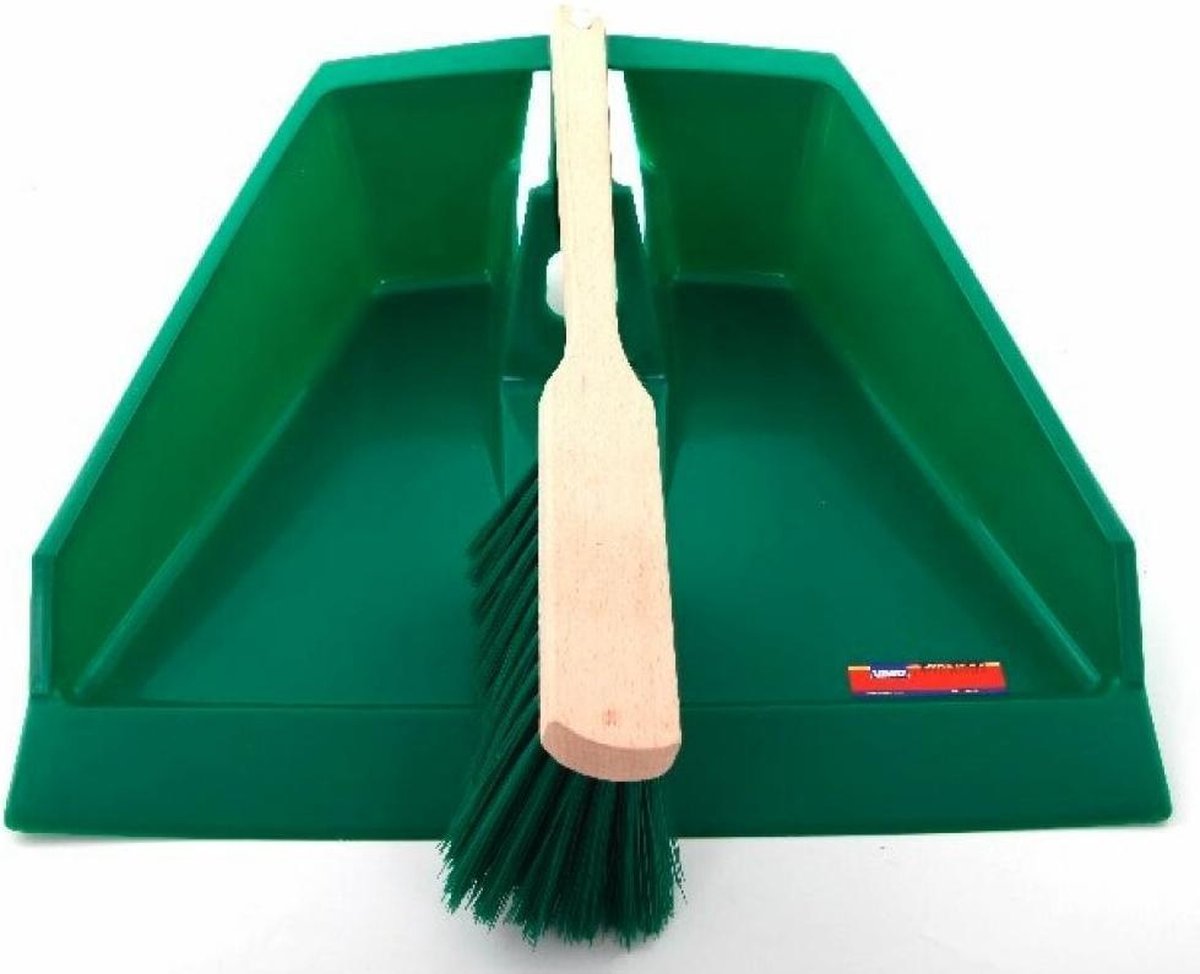 Stoffer en Blik- Groen - Houten handveger | bol