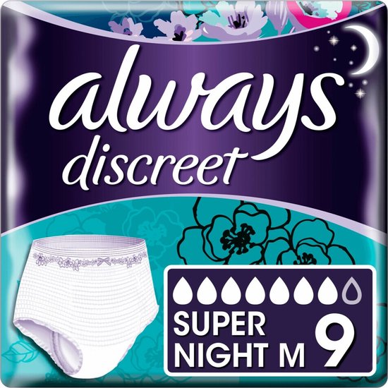Always Discreet Super Night Broekjes voor urineverlies M 9 Stuks | bol