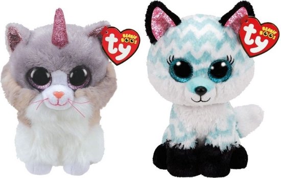Ty - Knuffel - Beanie Boo's - Asher Cat & Atlas Fox | bol.com