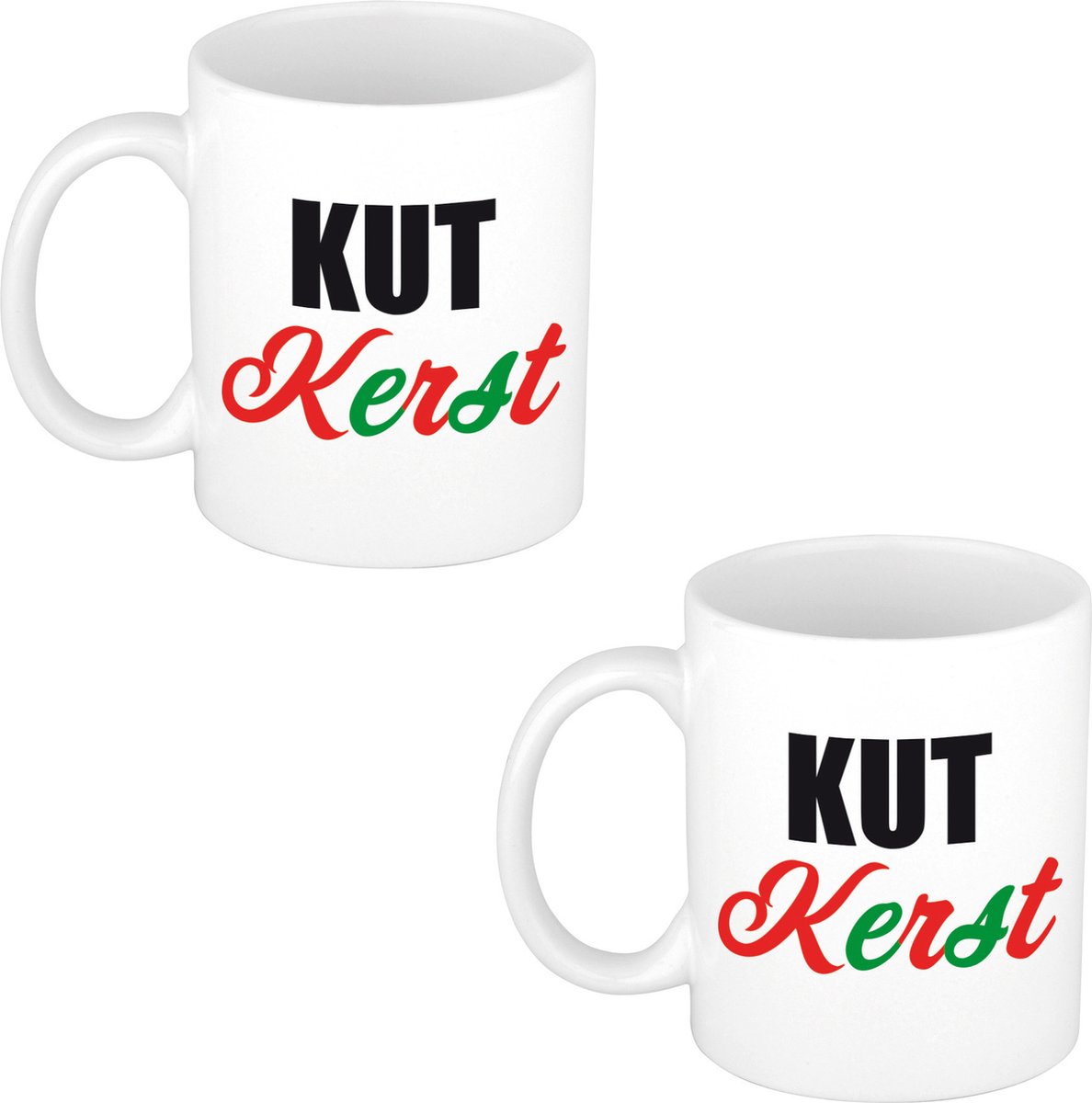 2x stuks cadeau kerstmok Kutkerst - 300 ml - keramiek - koffiemok / theebeker -... | bol