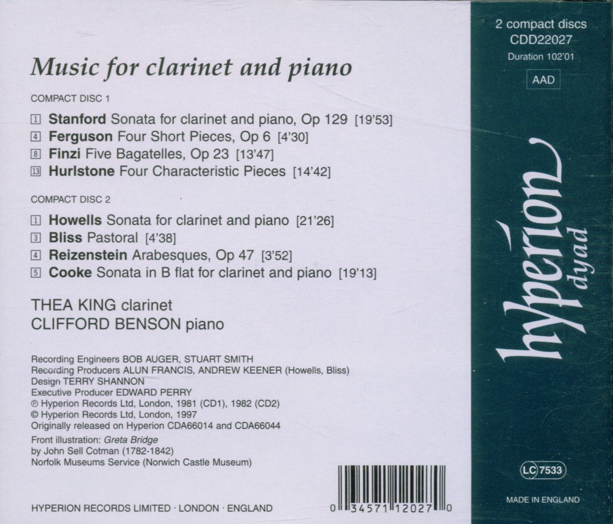 Clifford Benson & Thea King - English Music For Clarinet & Piano (CD ...