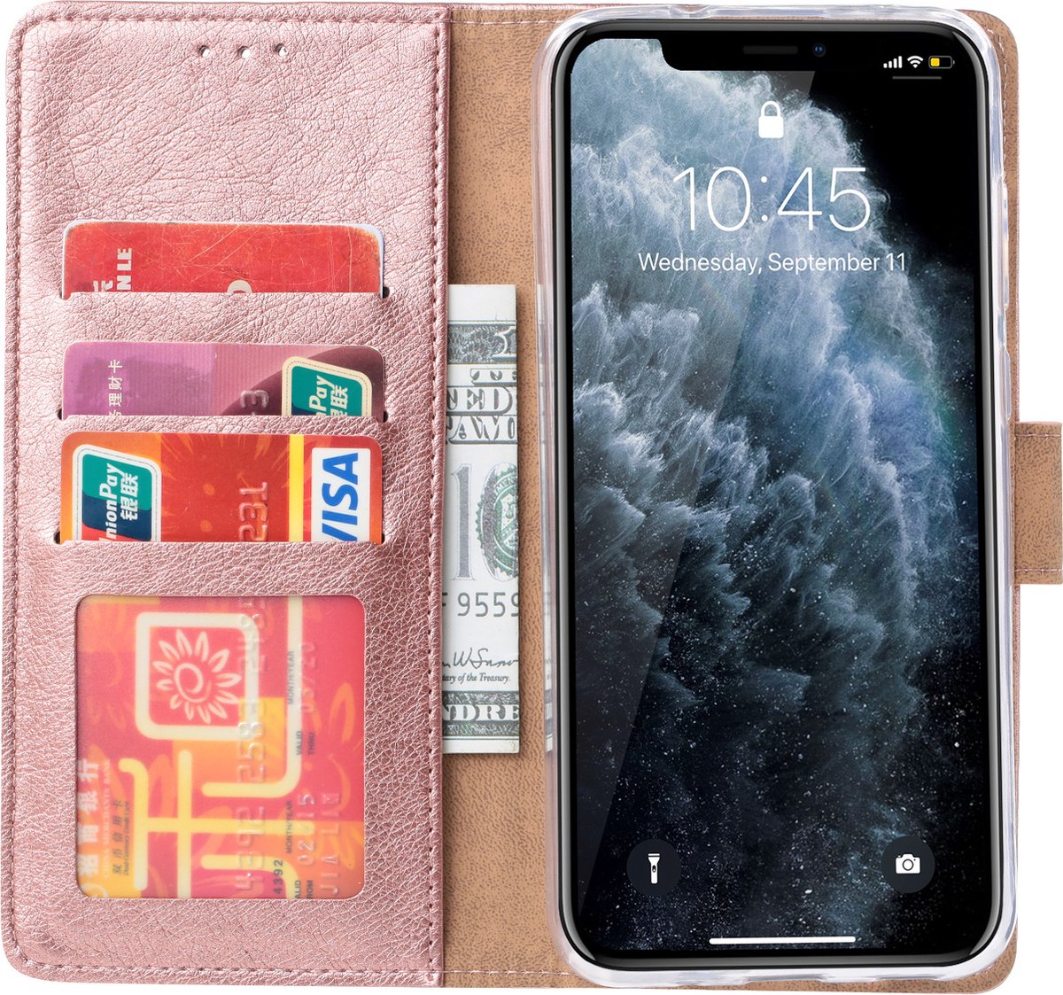 iPhone 13 Pro hoesje bookcase Rose Goud - iPhone 13 Pro hoesje bookcase ...