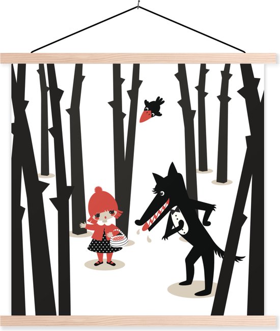 illustration du petit chaperon rouge et le loup dans la forêt affiche ...