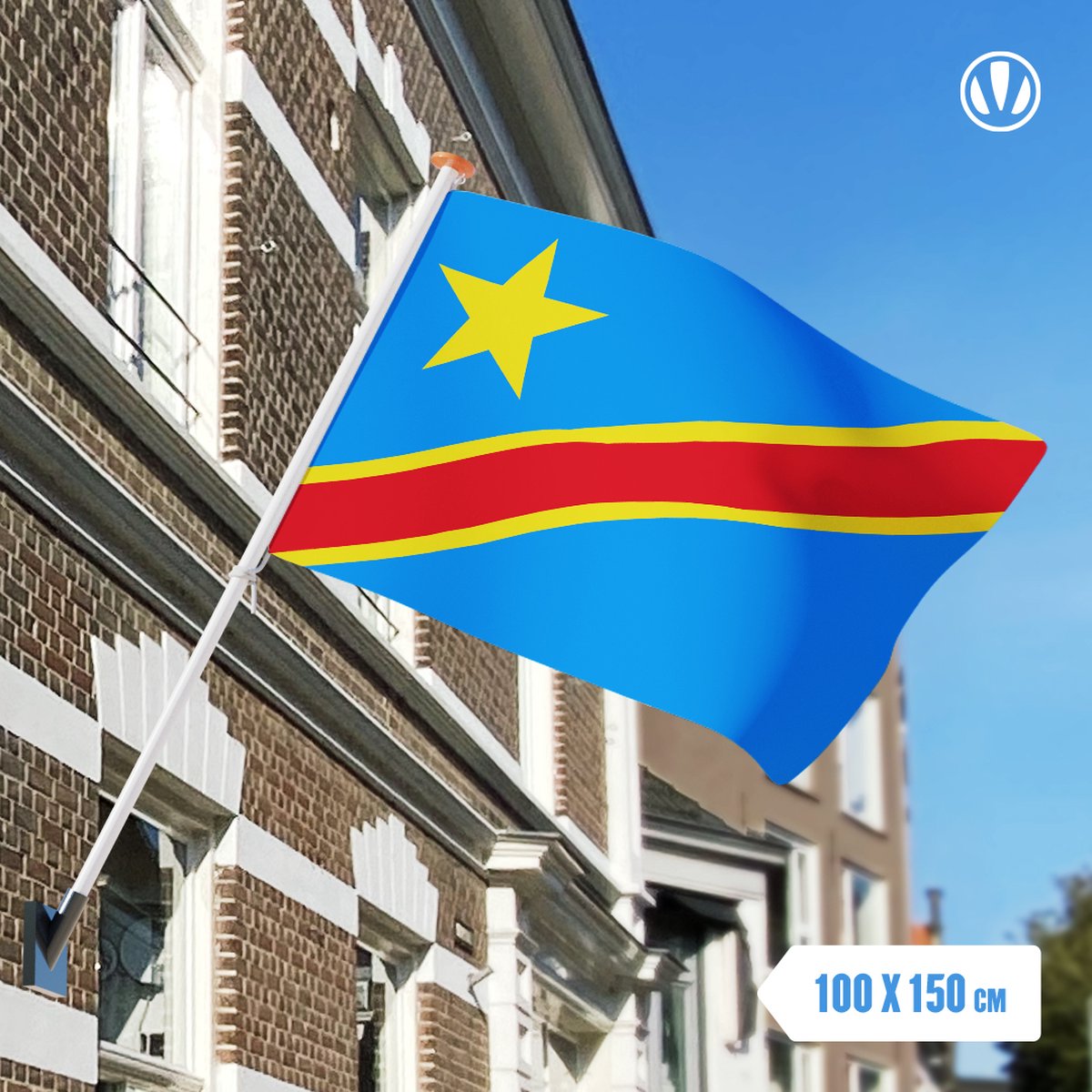 Vlag Congo-Kinshasa 100x150cm - Glanspoly | bol.com