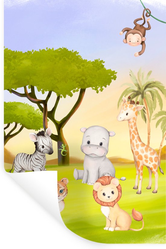 Muurstickers - Sticker Folie - Jungle - Dieren - Kinderen - 20x30 cm - Plakfolie -... | bol