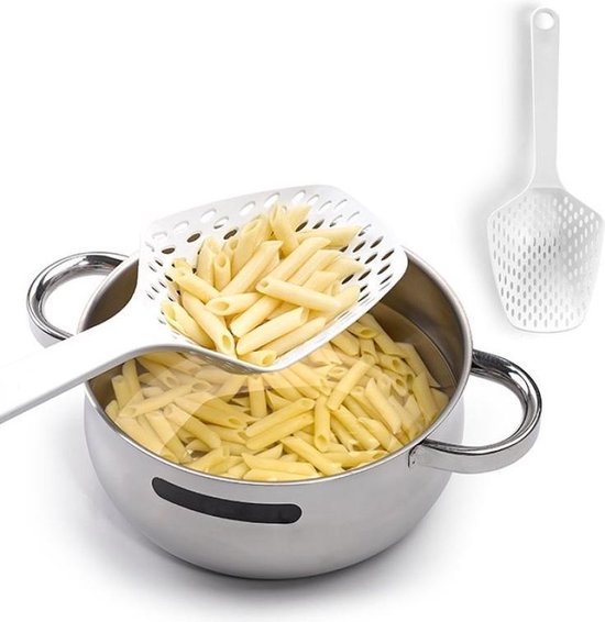 Vergiet Schep - Lepel - Soeplepel - Frituurschep - Patatschep - Wit | bol