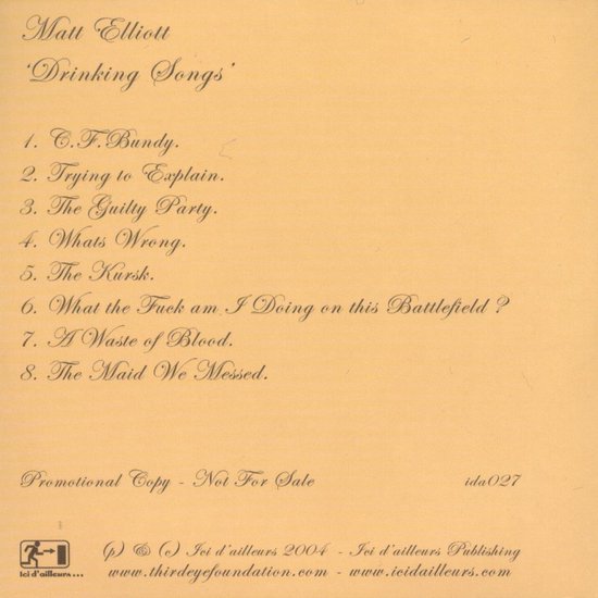 Matt Elliott - Drinking Songs (CD), Mark Elliott | CD (album) | Muziek ...