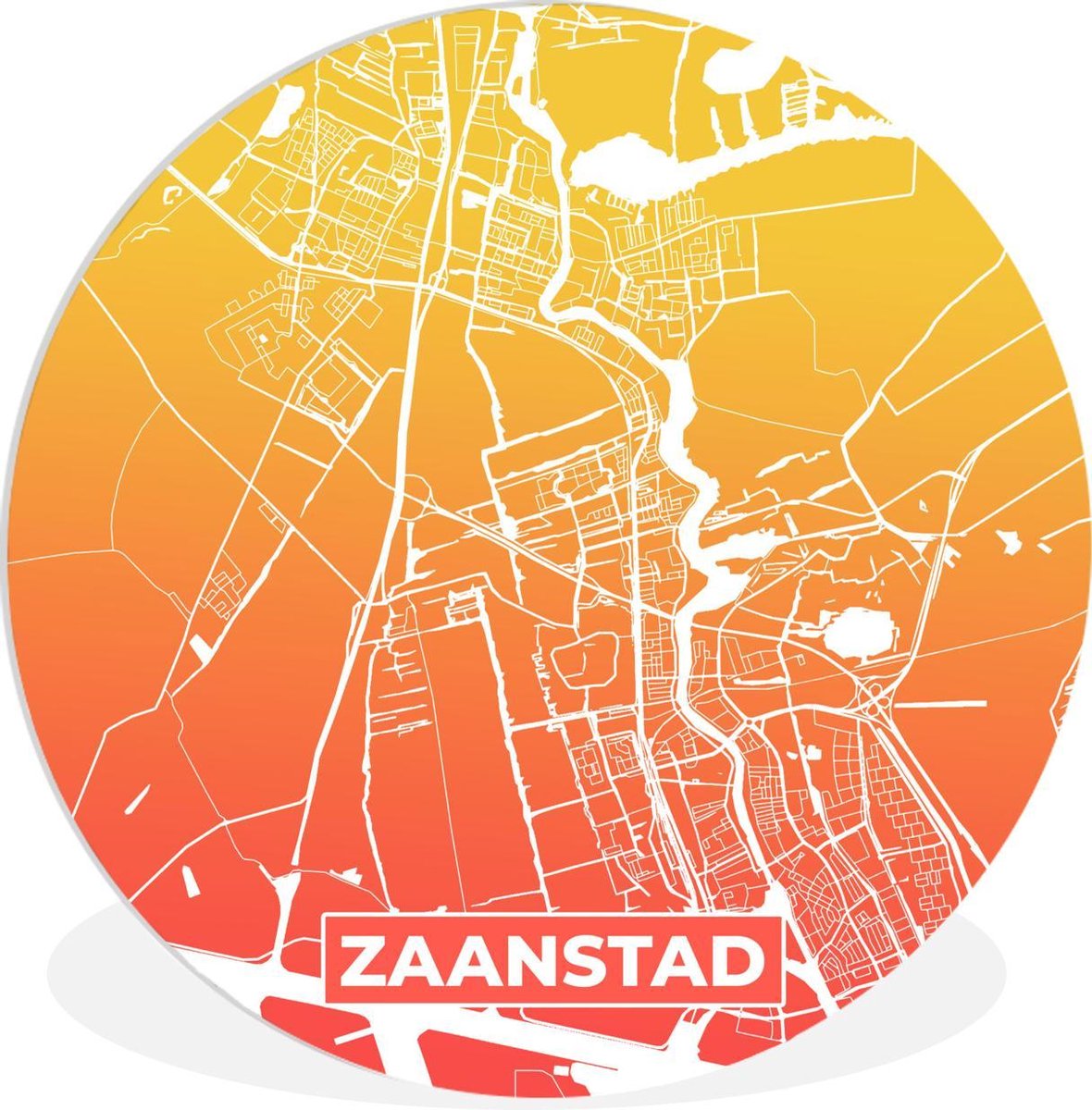 Wall Circle - Wall Circle Indoor - City Map - Zaanstad - Oranje - Jaune ...