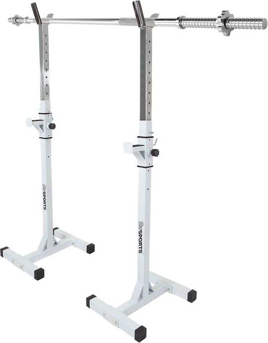 ScSPORTS® Haltersteunen incl. Halterset - Squat rack met Halterstang en ...