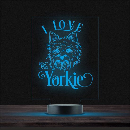 Led Lamp Met Gravering - RGB 7 Kleuren - I Love My Yorkie | bol