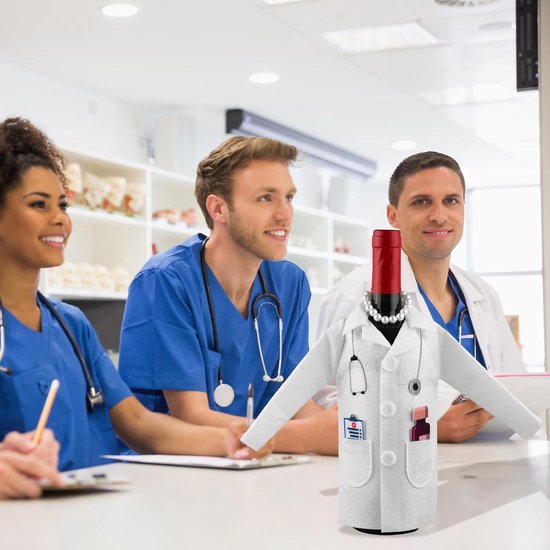 Witte Jas Wijntas Vilt Verpleegkundige Wijnfleshoes met Spuit Ketting ...