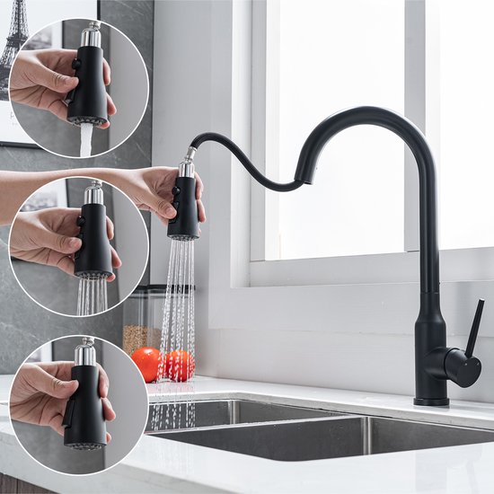 CHIWIN Keukenkraanmet Uittrekbare Uitloop 40 cm - Mengkraan met Flexibele Slang -... | bol