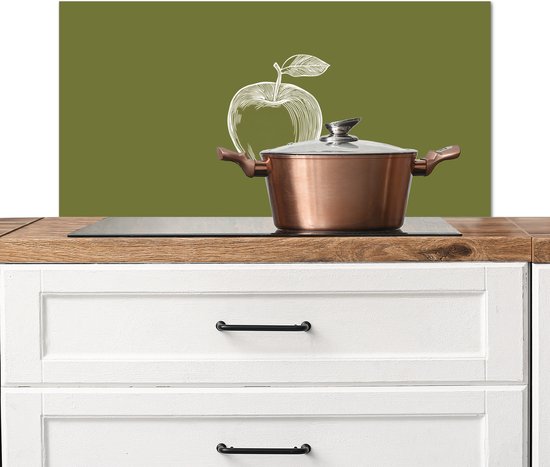 Spatscherm keuken 80x40 cm - Kookplaat achterwand Lijntekening - Appel ...