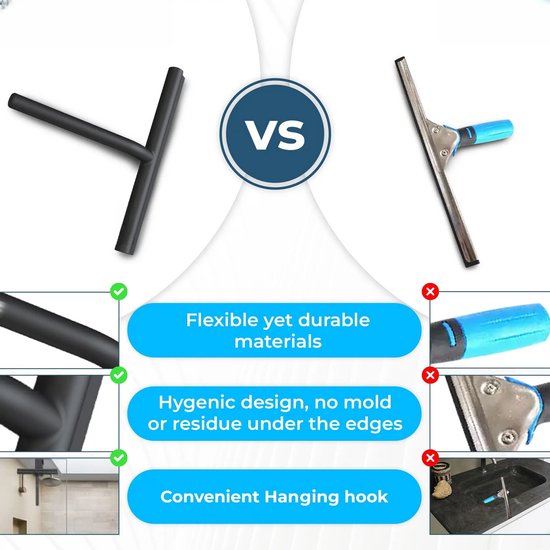 Douchewisser Zwart met Ophanghaak - Raamwisser - Douchetrekker ...