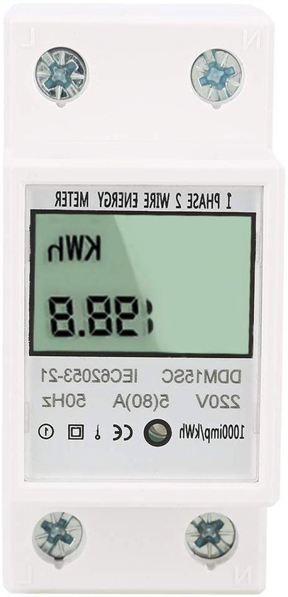 Eenfase-energiemeter LCD Digitaal display Ampermeter Din-rail ...