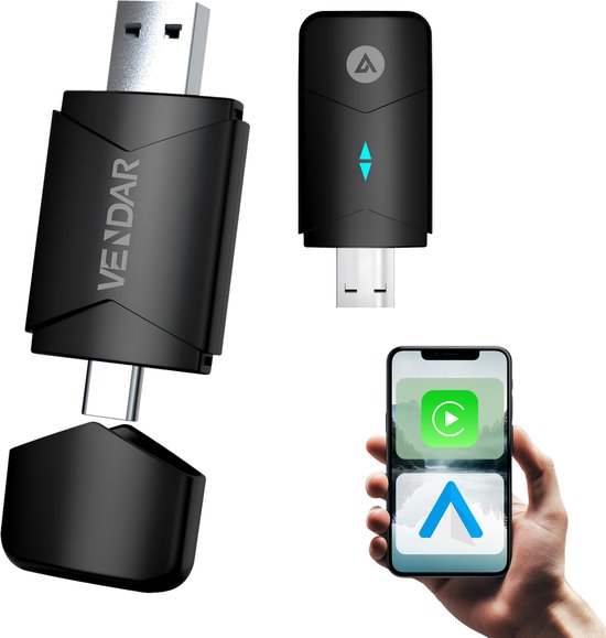 Vendar® PRO Mini 2-in-1 Car Dongle - CarPlay Dongle - Android Auto ...