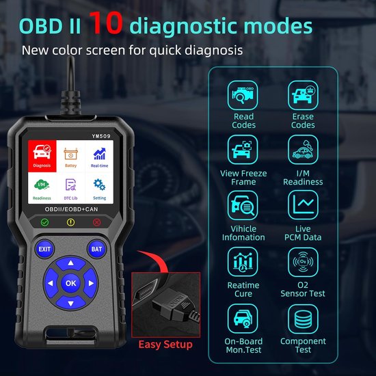 Professionele OBD 2-scanner voor auto's, CAN-diagnosescanner, leest en ...