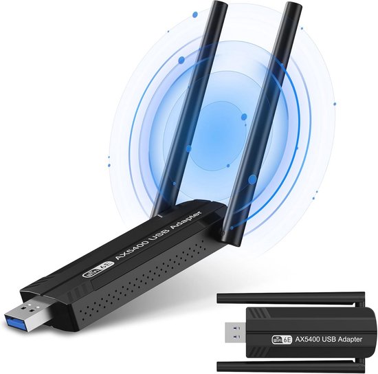 Draadloze WiFi 6E Adapter - 5400 Mbps USB Tri-Band voor Windows 11/10 | bol