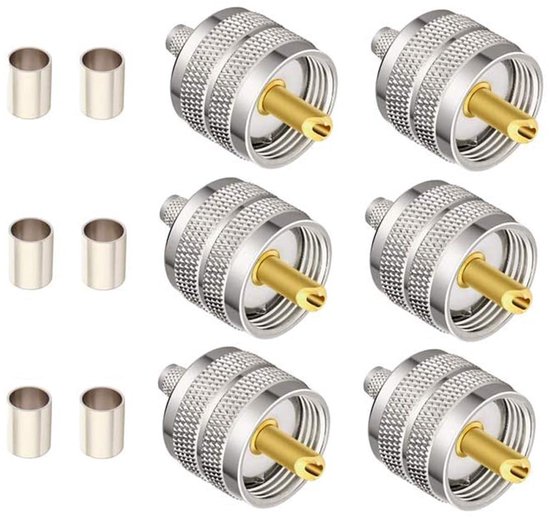 6 stuks UHF PL-259 mannelijke plug crimp coaxadapter RF connector voor ...