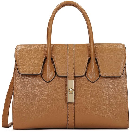 Leather handbag with fine flap and clasp | bol
