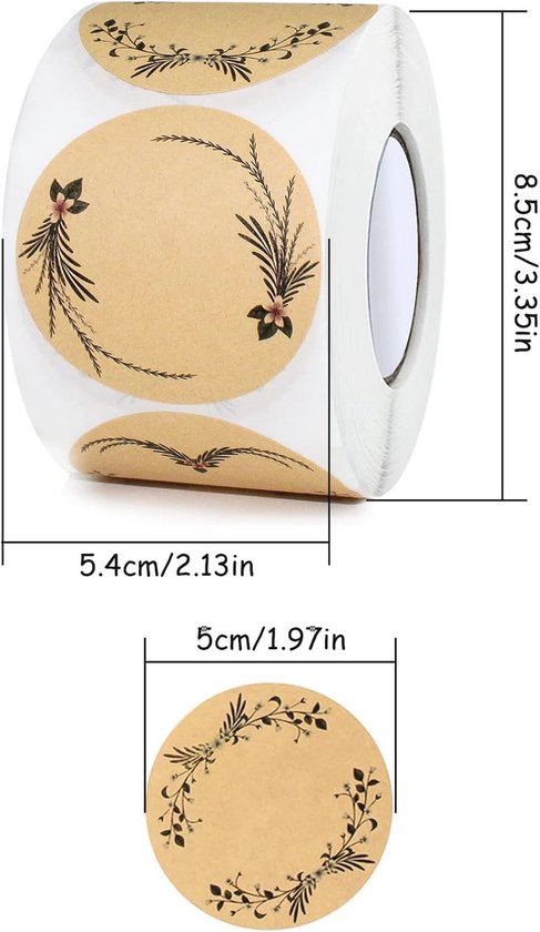 Ronde Zelfklevende Kraftpapier Stickers - 500 Handgemaakte Etiketten ...
