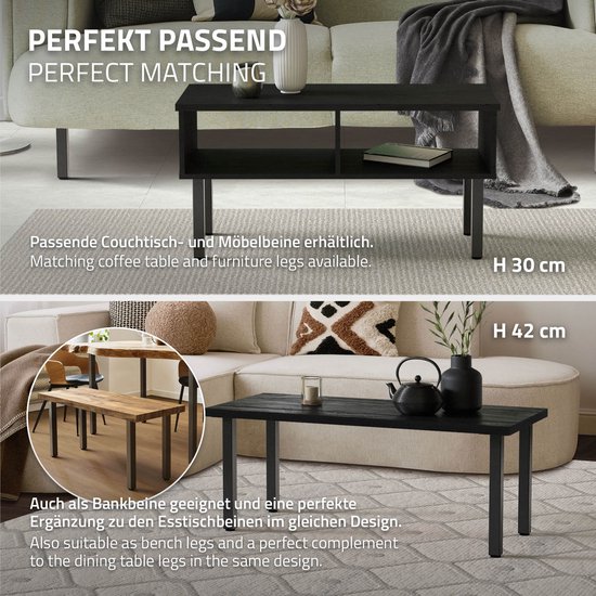 Set van 4 tafelpoten I-Design 72 cm Donkergrijze look Industrieel ...