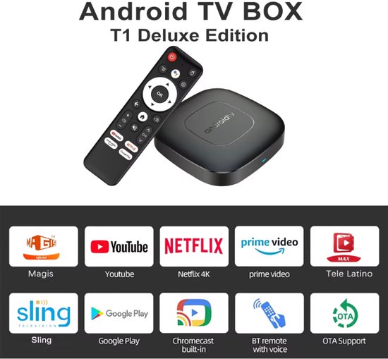 Android 13 Smart TV Streaming Mediaspeler TV Box Bluetooth met Google ...