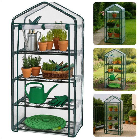 Cheqo® Mini Kas 4 Lagen - Kweekkas met Opbergruimte - Compacte Tuinkas ...