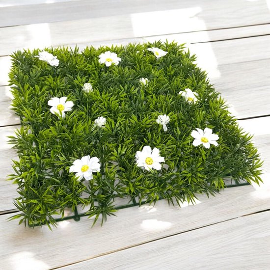 Set van 4 kunstgras matten met bloemen decoratieve grasmatten voor ...