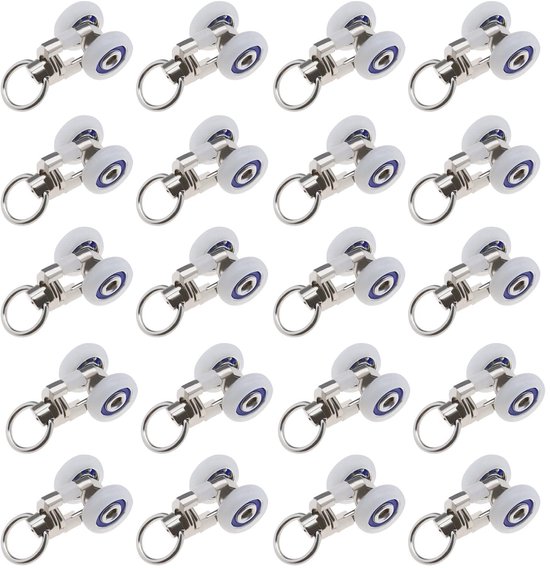 eMagTech 20 stuks gordijnrailrollen, katrollen, metaal, dubbele ...