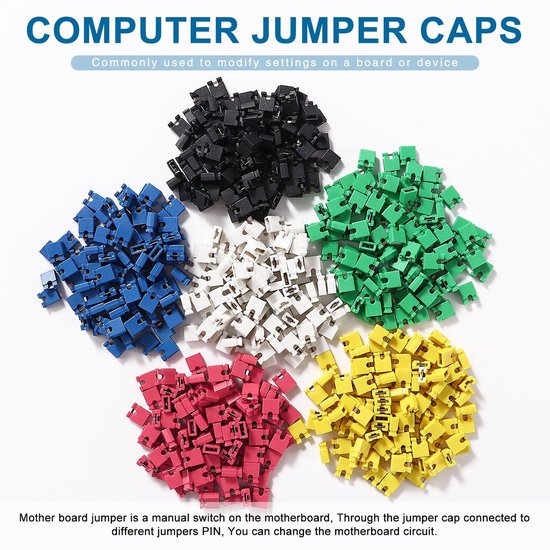 600 Stuks 6 Kleuren 2.54mm Kortsluitkap Shunts 2-terminal Open Top ...