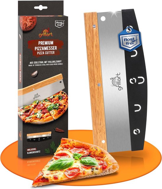 Premium Pizzames 32 cm - Roestvrij Staal met Houten Handvat | bol