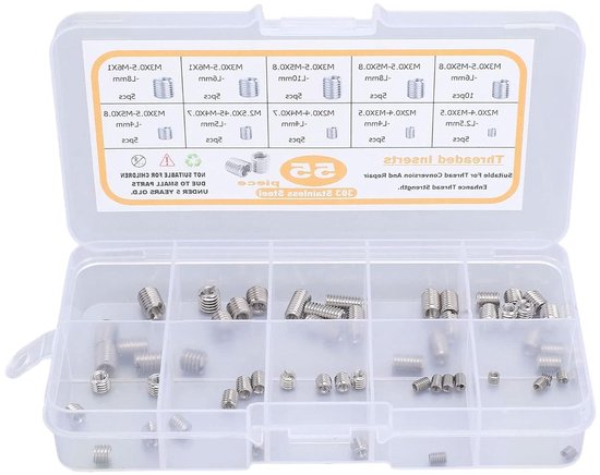 55 STKS Schroefdraad Insert Assortiment Kit M2 M2.5 M3 - Draad Reducer Moer Fastener... | bol