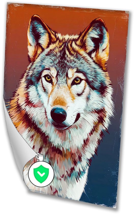 Realistische digitale kunst van wolf - Wolf muurdecoratie ...