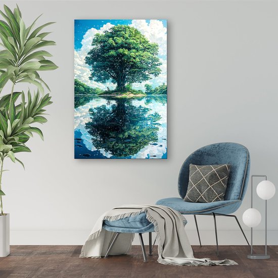 Boom met reflectie in water - Boom poster - Muurdecoratie water ...