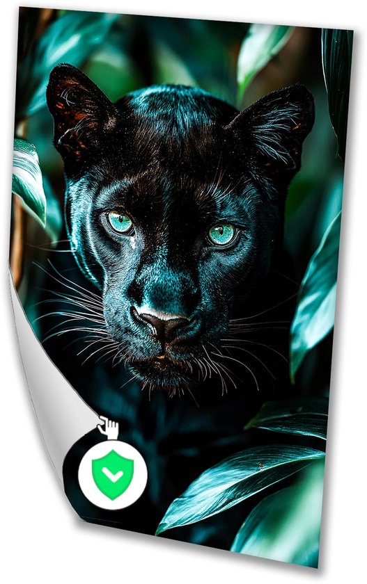 Zwarte panter tussen junglebladeren - Panter posters - Poster dier ...