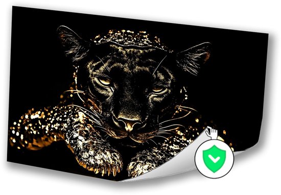 Dramatische panter met gouden glans - Panther muurdecoratie - Posters ...