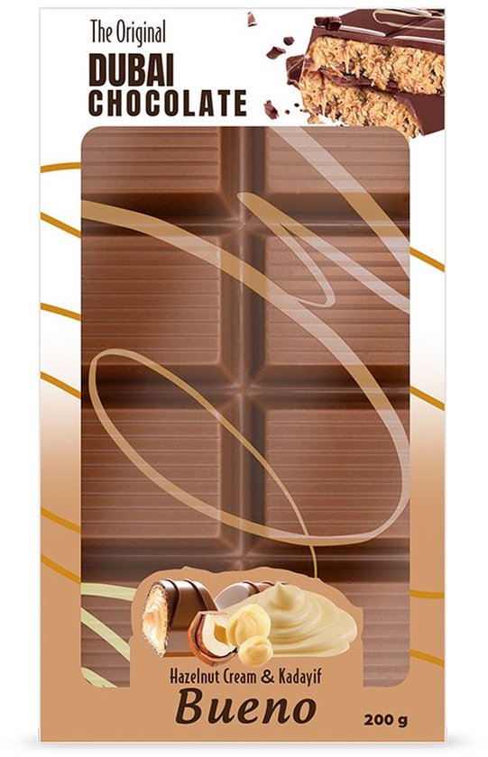 The Original Dubai chocolade met Bueno en kadayif - Dubai chocoladereep ...