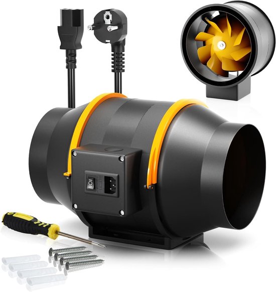 125 mm Inline Buisventilator voor Rookafzuiging met EU-stekker + 15 m ...