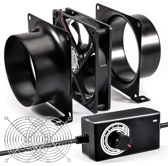 Buisventilator 100 mm DC12 V afvoerventilator met snelheidsregelaar ...