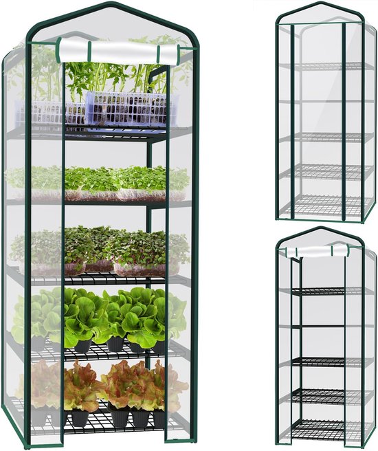 Mini broeikas met 5 planken - Compact kweekhuis voor planten 195 x 70 x ...